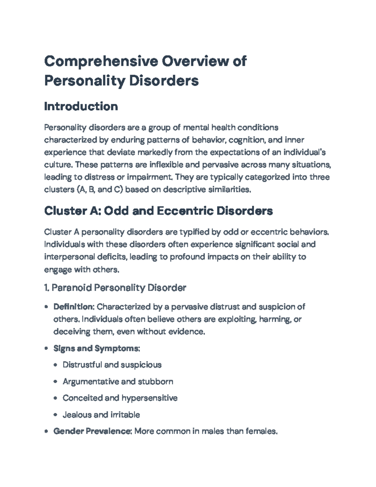 Comprehensive Guide to Personality Disorders: Clusters and Treatments ...