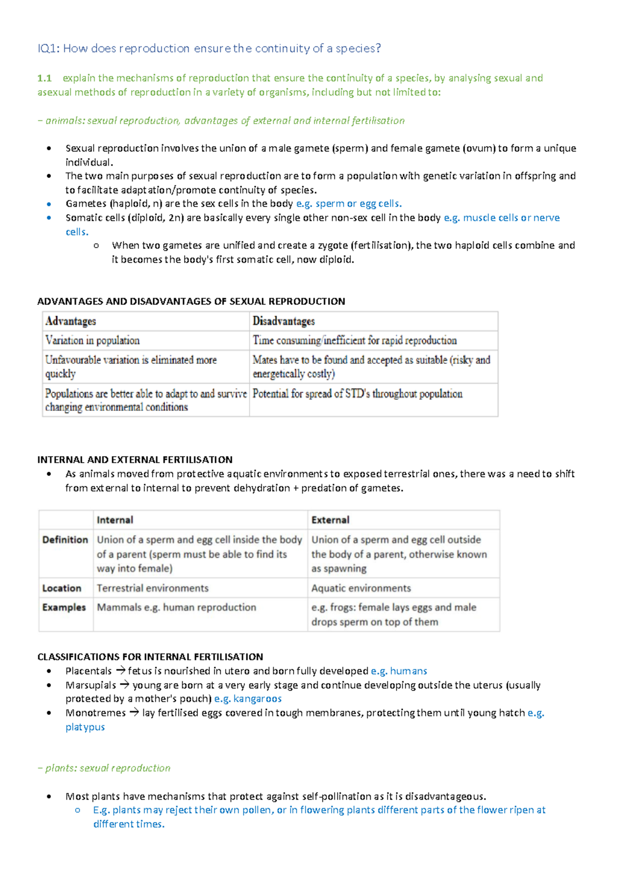 Mod 5 - Lecture notes Module 5 Notes - IQ1: How does reproduction ...