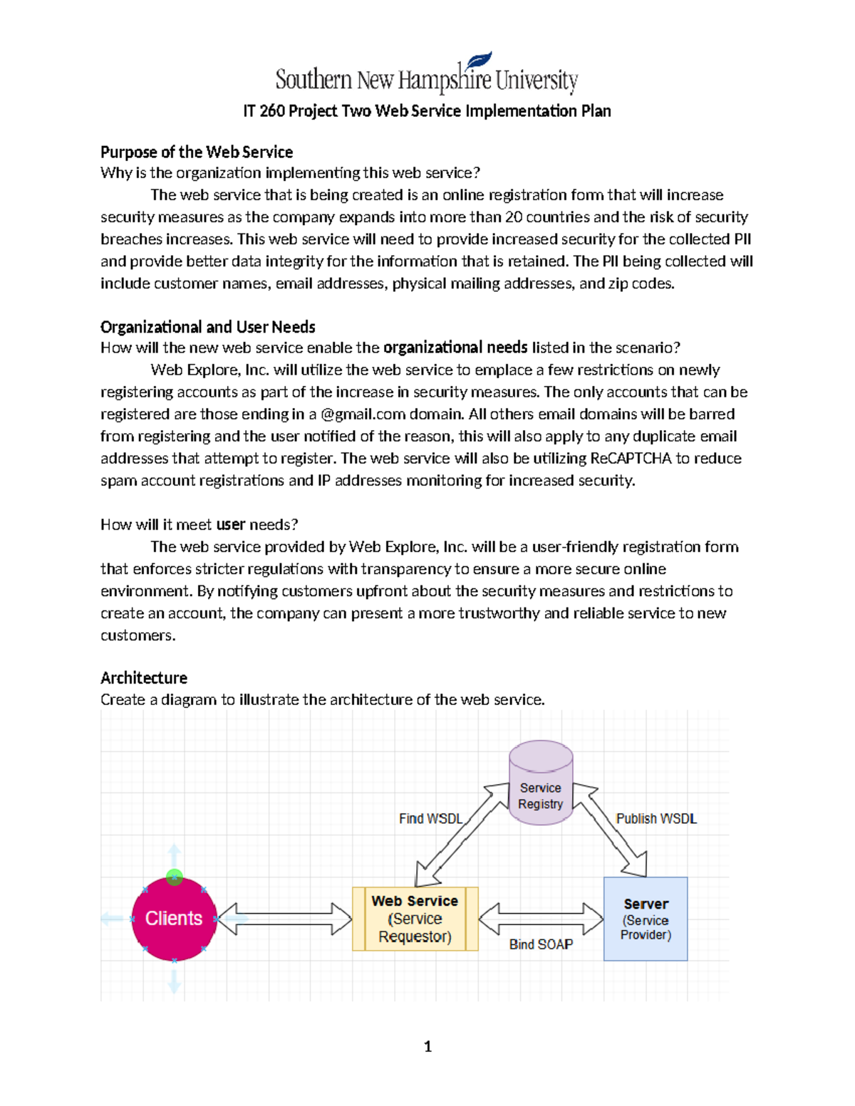 IT 260 Final Project Two: Web Service Implementation Plan - Studocu