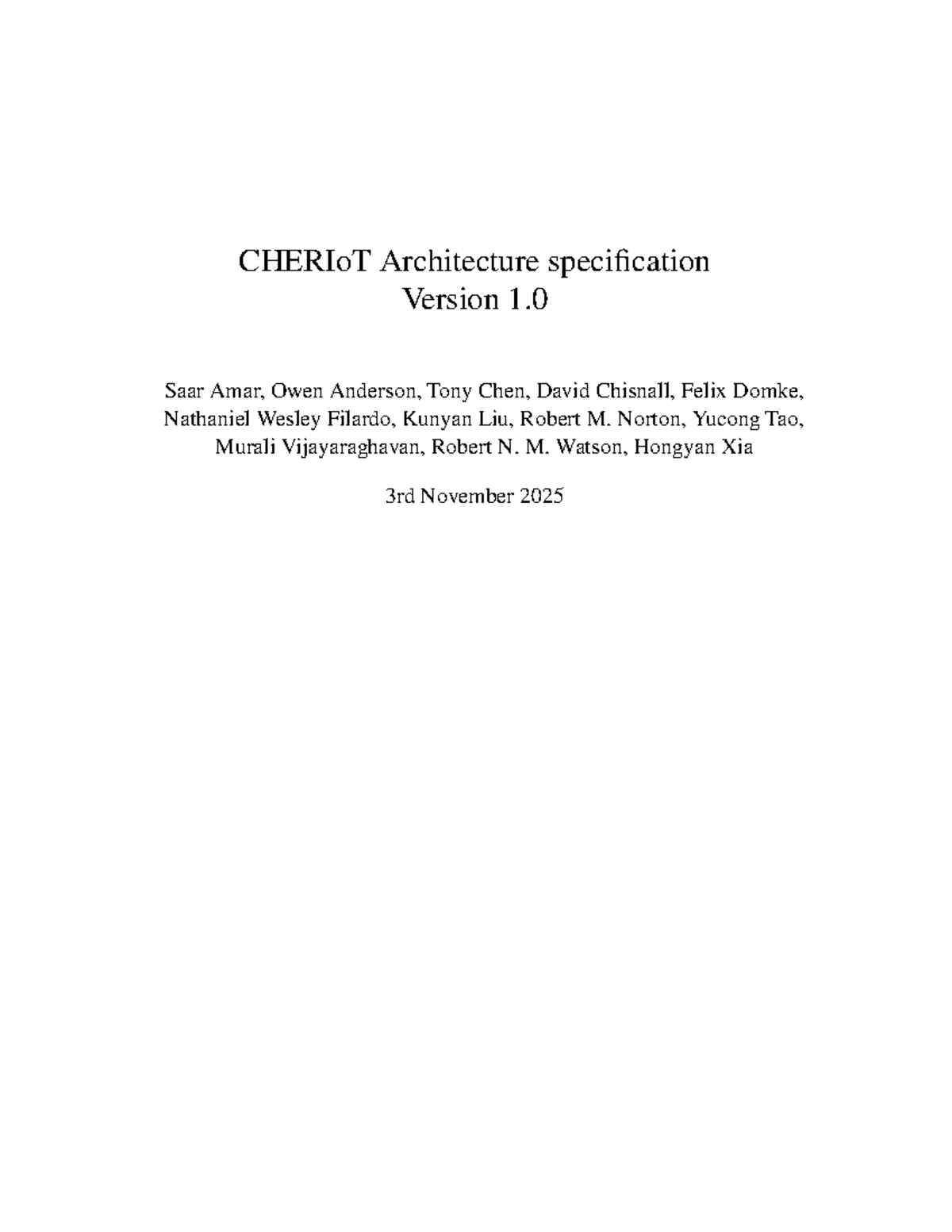 CHERIoT Architecture Specification v1.0 - Detailed Overview - Studocu