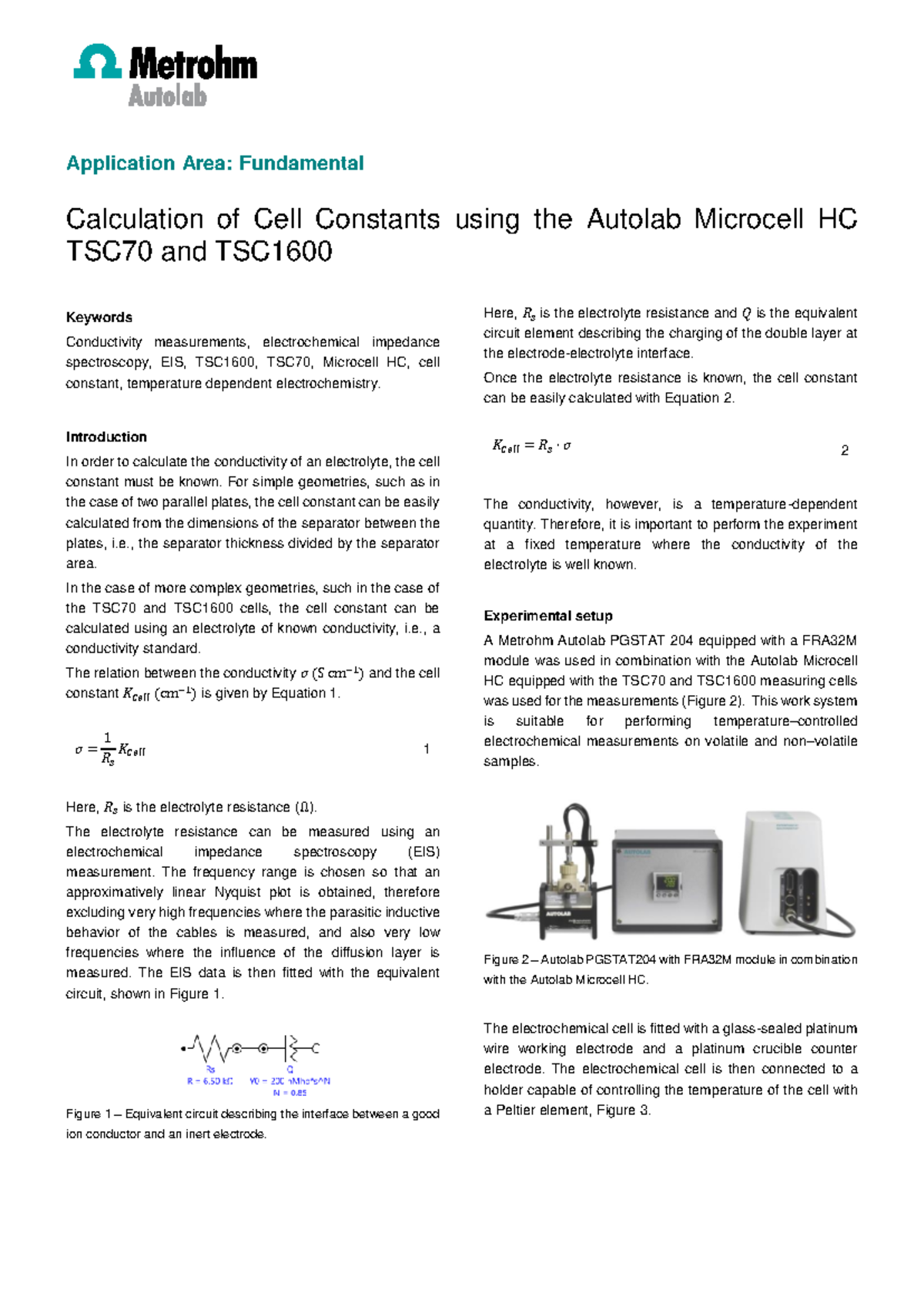 Fundamental Calculation of Cell Constants: TSC70 & TSC1600 - Studocu
