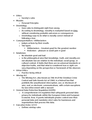 EIT Study Guide v2 - Ethic in Technology – Study Guide Section 1: An ...