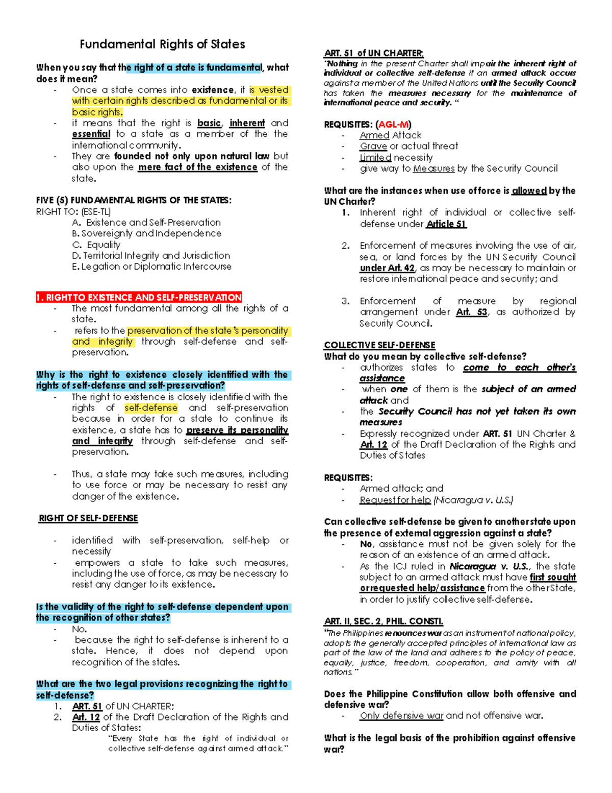 Fundamental Rights of States: Existence, Sovereignty, and Equality ...