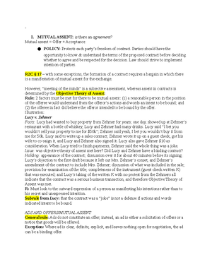 Contracts Jimenez Fall 2021 Outline - Contracts Outline – Jimenez - 1L ...