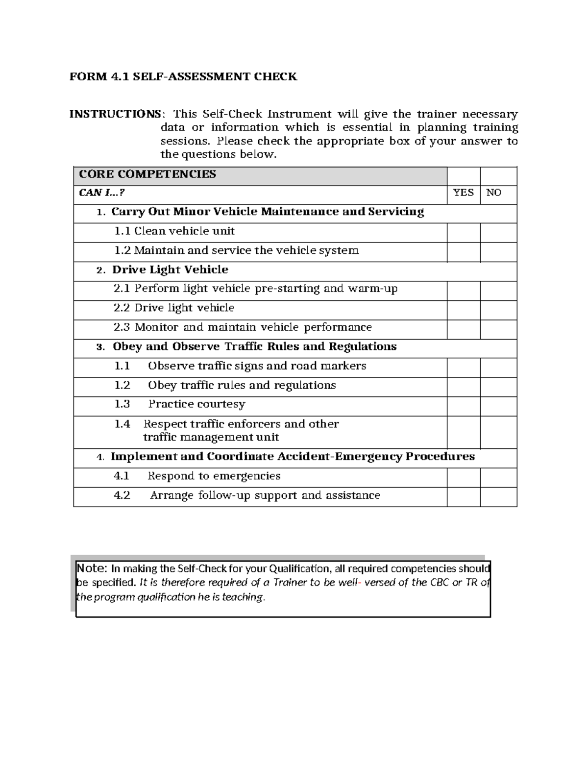 FORM 4.1 CHECK INSTRUCTIONS: Trainer Data for Planning Sessions - Studocu