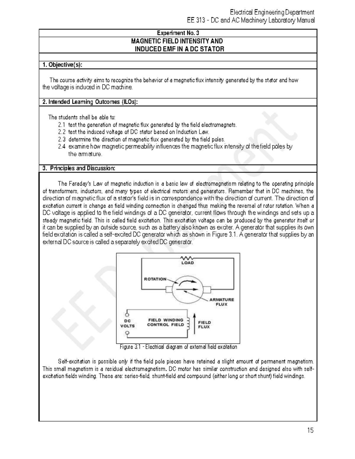 EE 313 Experiment 3 - Magnetic Field Intensity & Induced EMF in DC ...