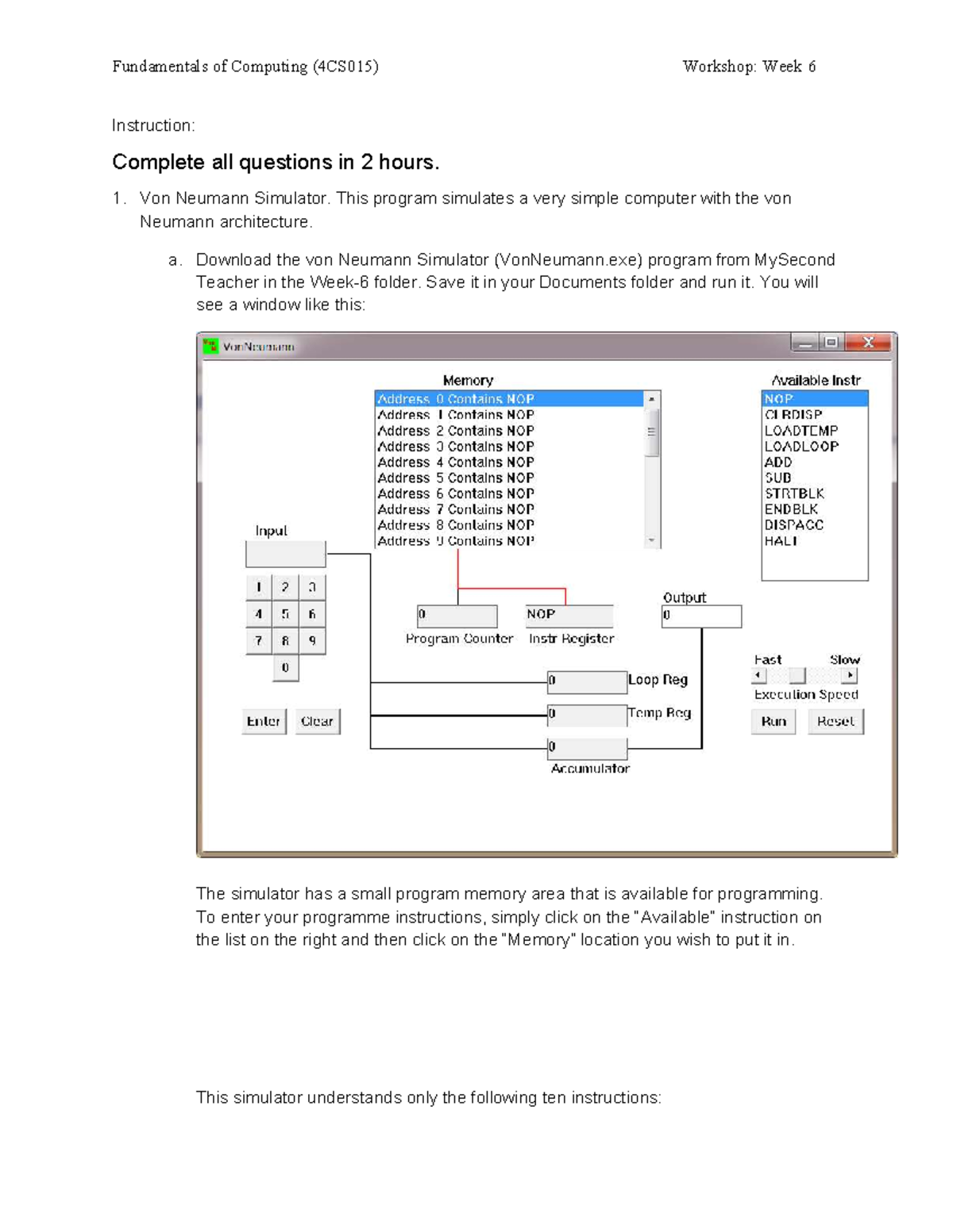 Workshop 6 instructions for fundamentals of computing (4CS015) - Studocu