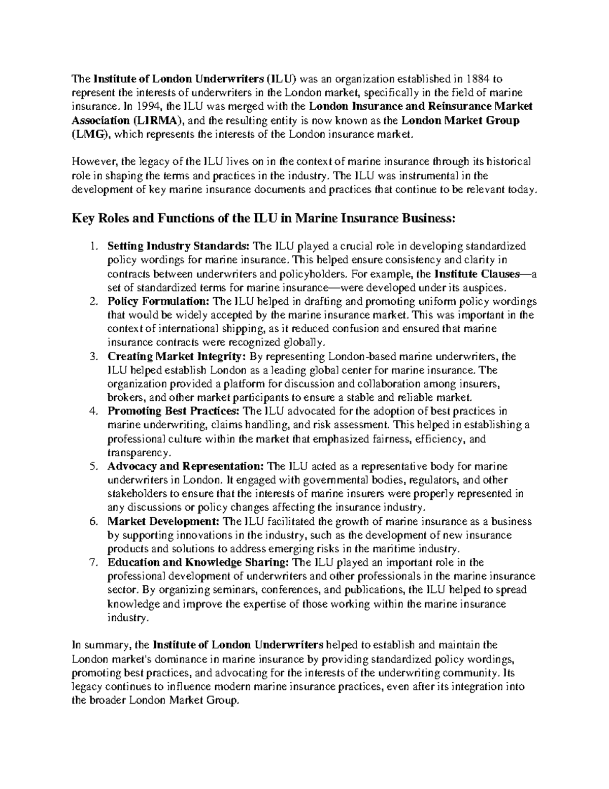 Marine Insurance Overview & Key Roles of ILU and Lloyd's Underwriters ...