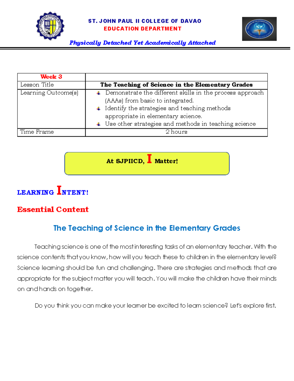 Lesson 3 - SCI 100 Teaching Science Strategies in Elementary Grades ...