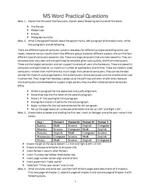 Word Practical questions for exercises (IT) - MS Word Practical ...