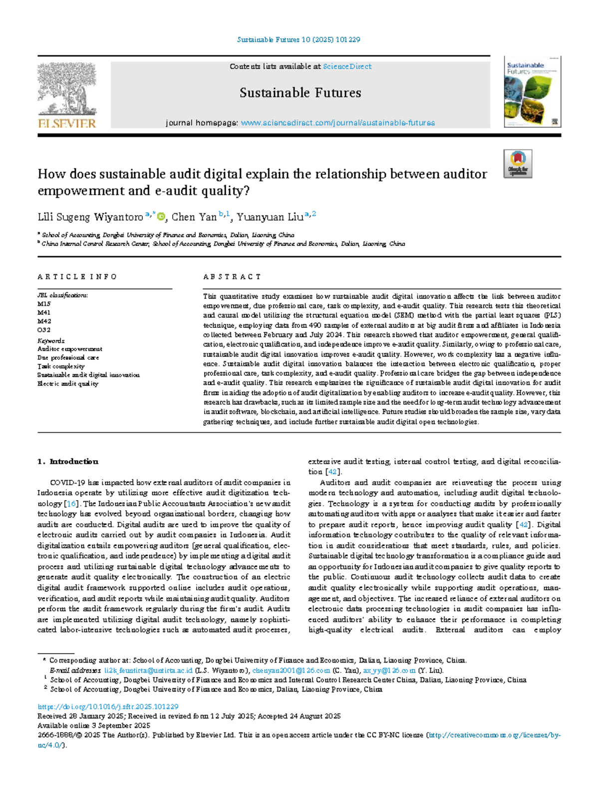 Sustainable Audit Digital Innovation and Auditor Empowerment: Impacts ...