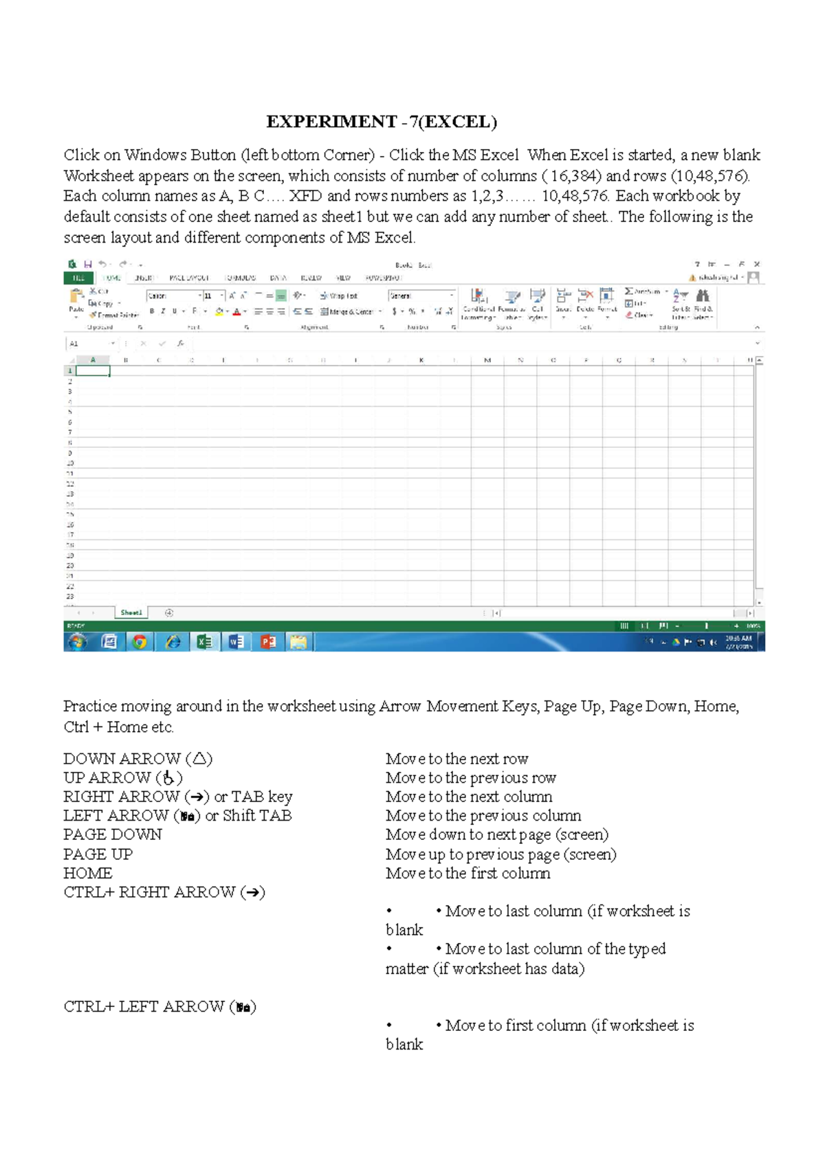 Experiment 7 - ms excel worksheet creation and data analysis - Studocu
