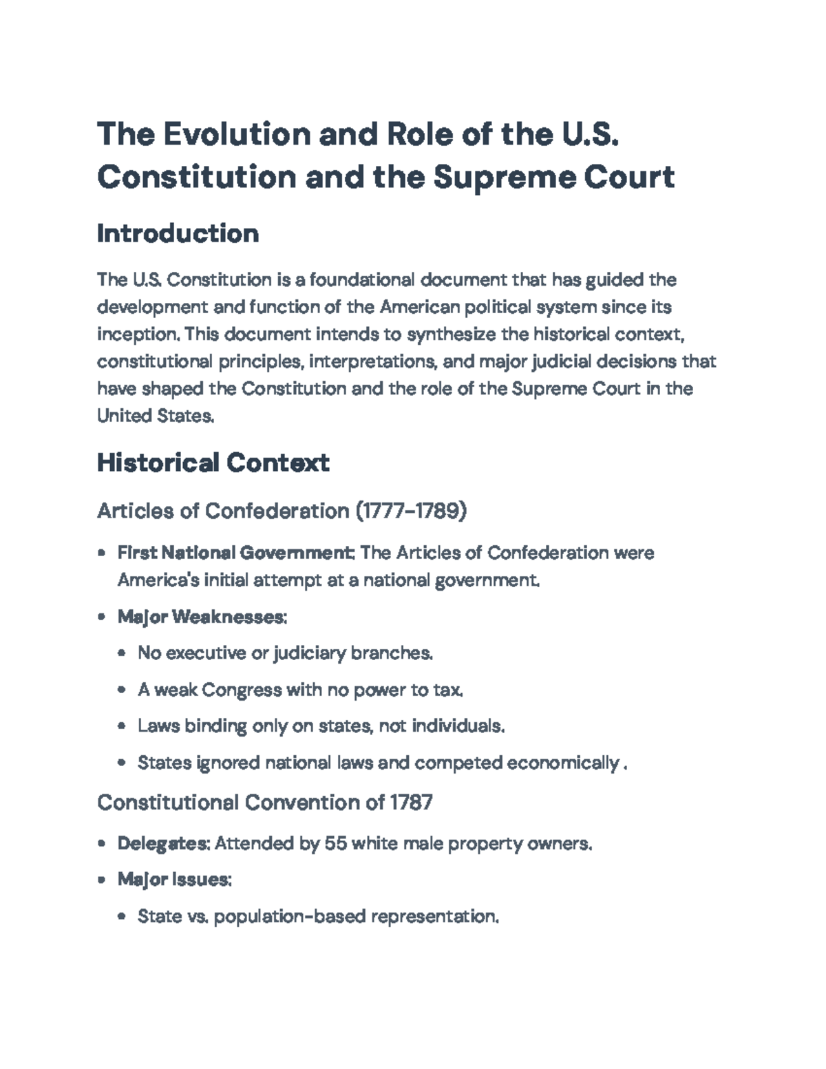 The Evolution and Role of the U.S. Constitution and the Supreme Court ...