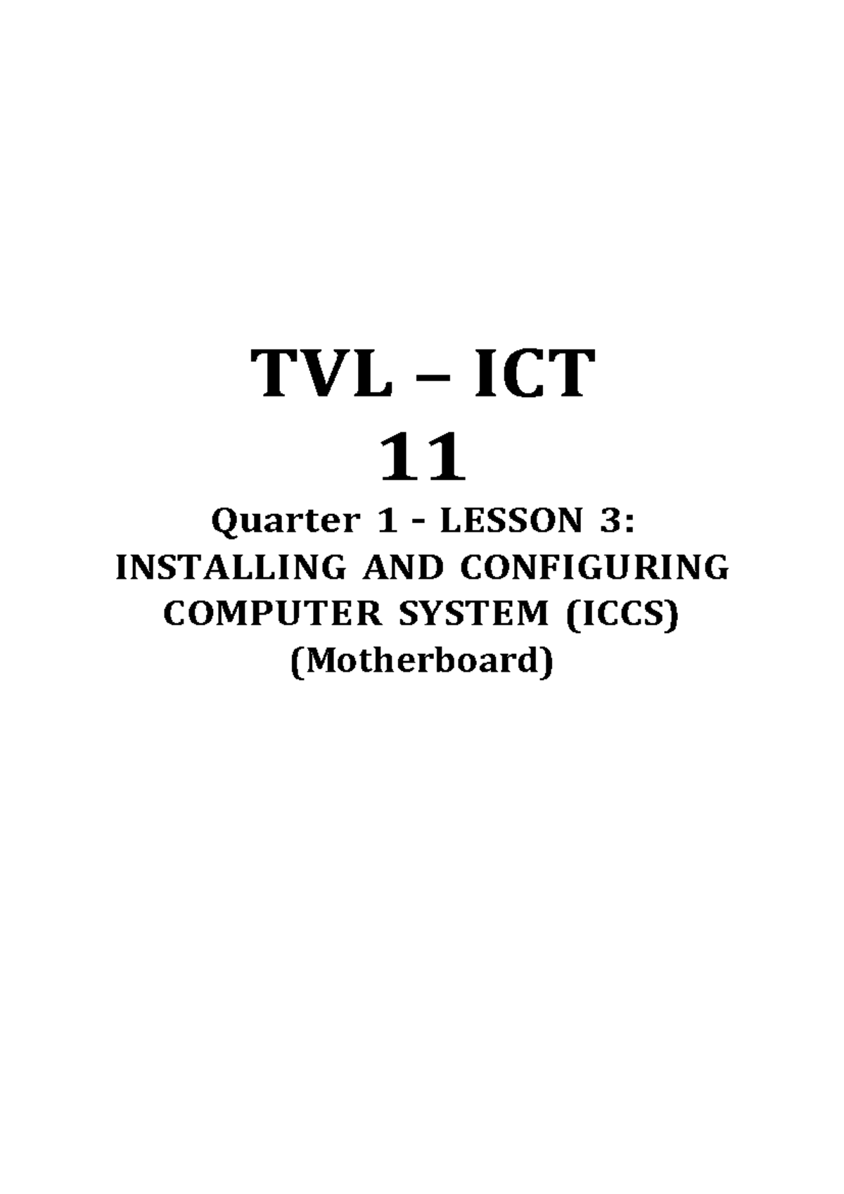 CSS - 11 Lesson 3 - ICT CSS - TVL – ICT 11 Quarter 1 – LESSON 3 ...