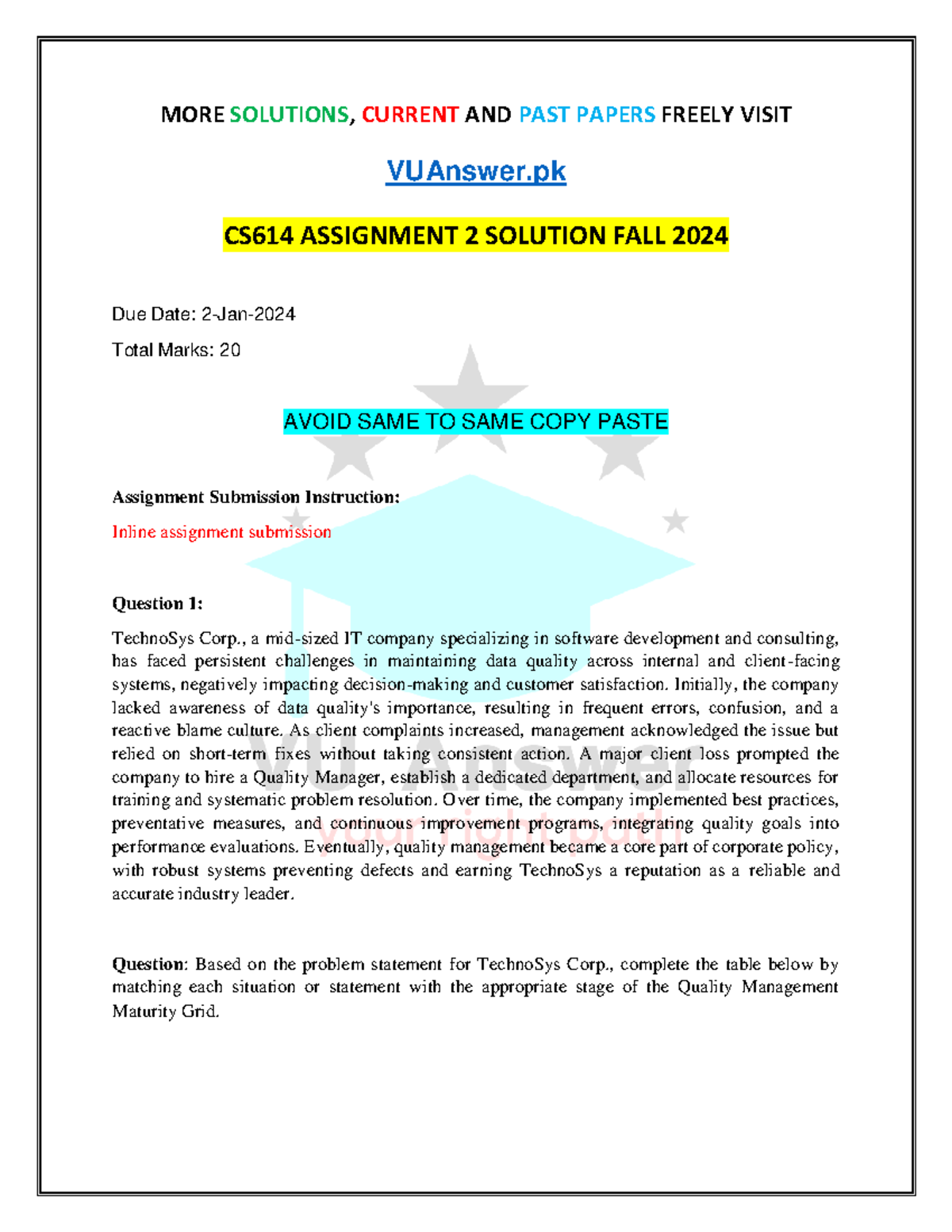CS614 Assignment 2 Solutions Overview - Fall 2024 - Studocu