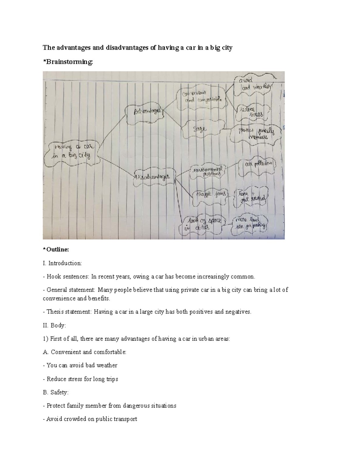 Advantages and Disadvantages of Car Ownership in Big Cities - Studocu