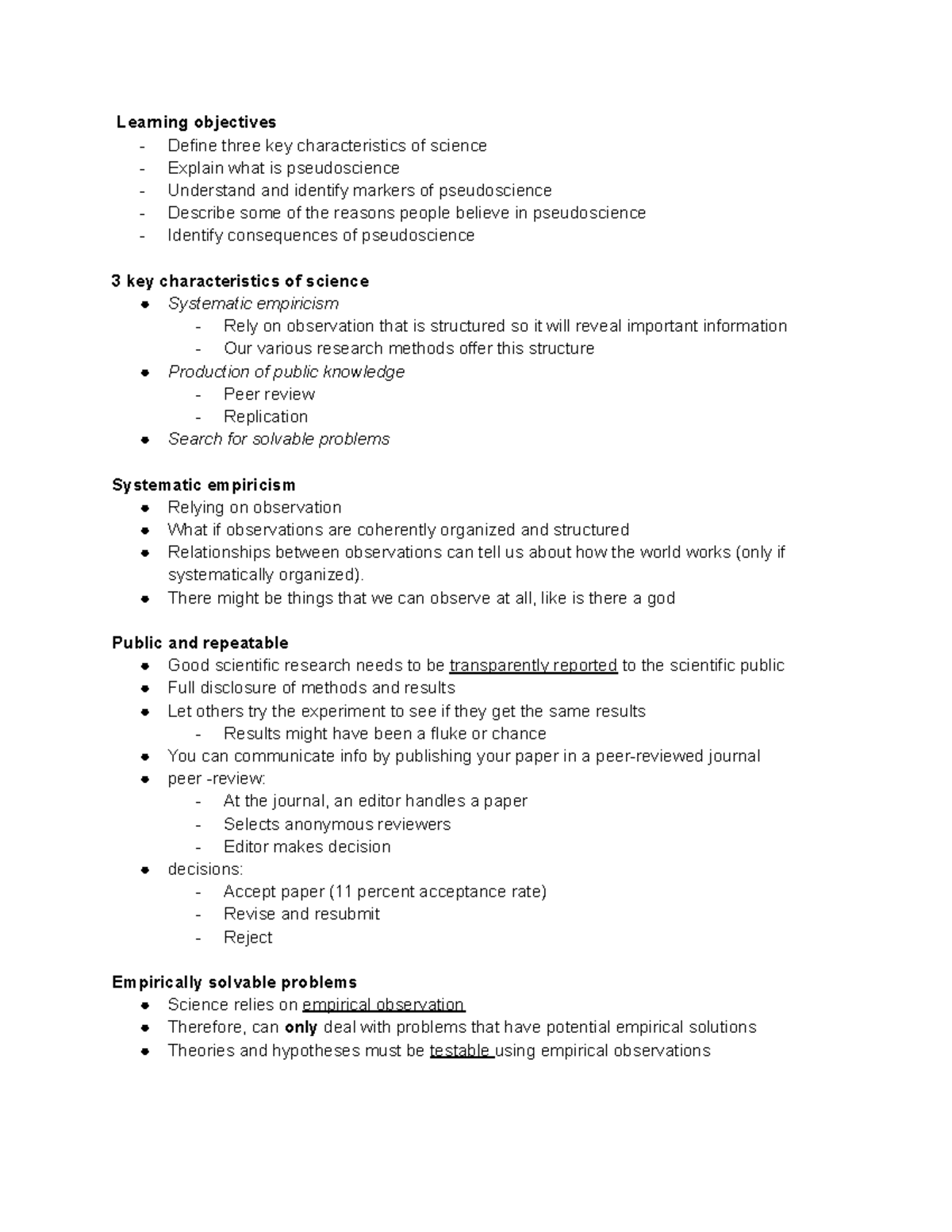 Understanding Science and Pseudoscience: Key Characteristics (PSY101 ...