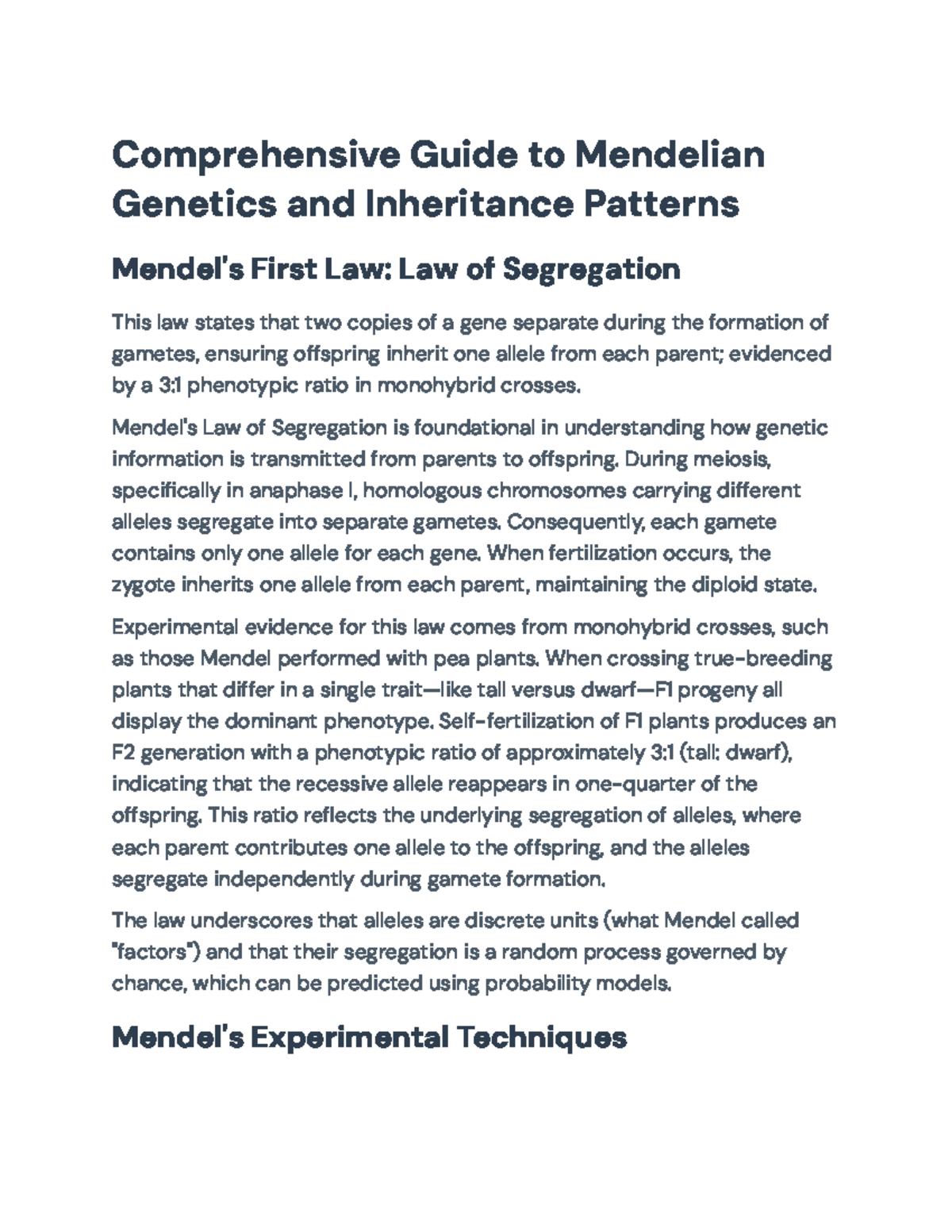 Mendelian Genetics: Comprehensive Guide to Inheritance Patterns - Studocu