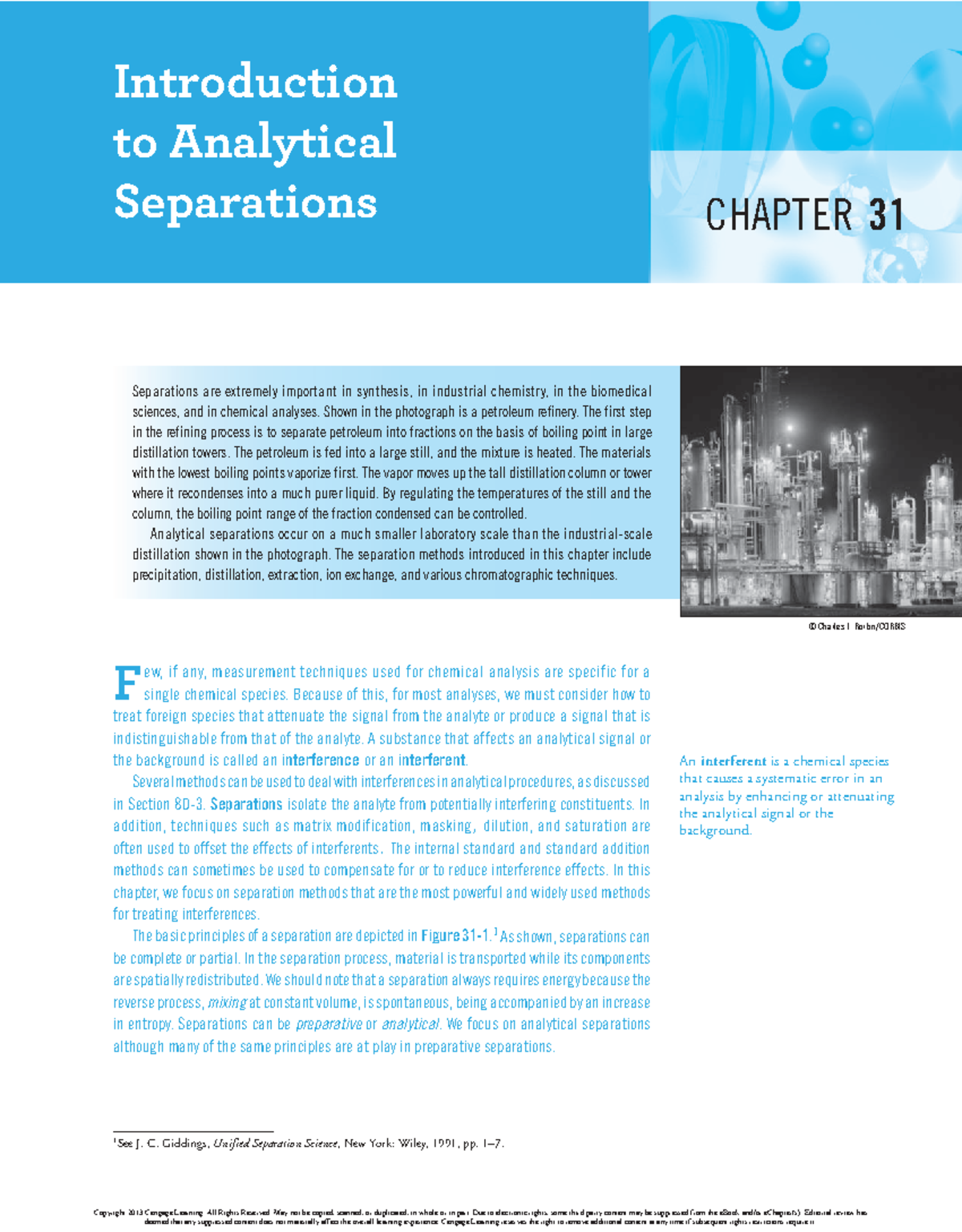 Skoog BOOK Chapter 31 - ANALYTICAL CHEMISTRY - Separations are ...