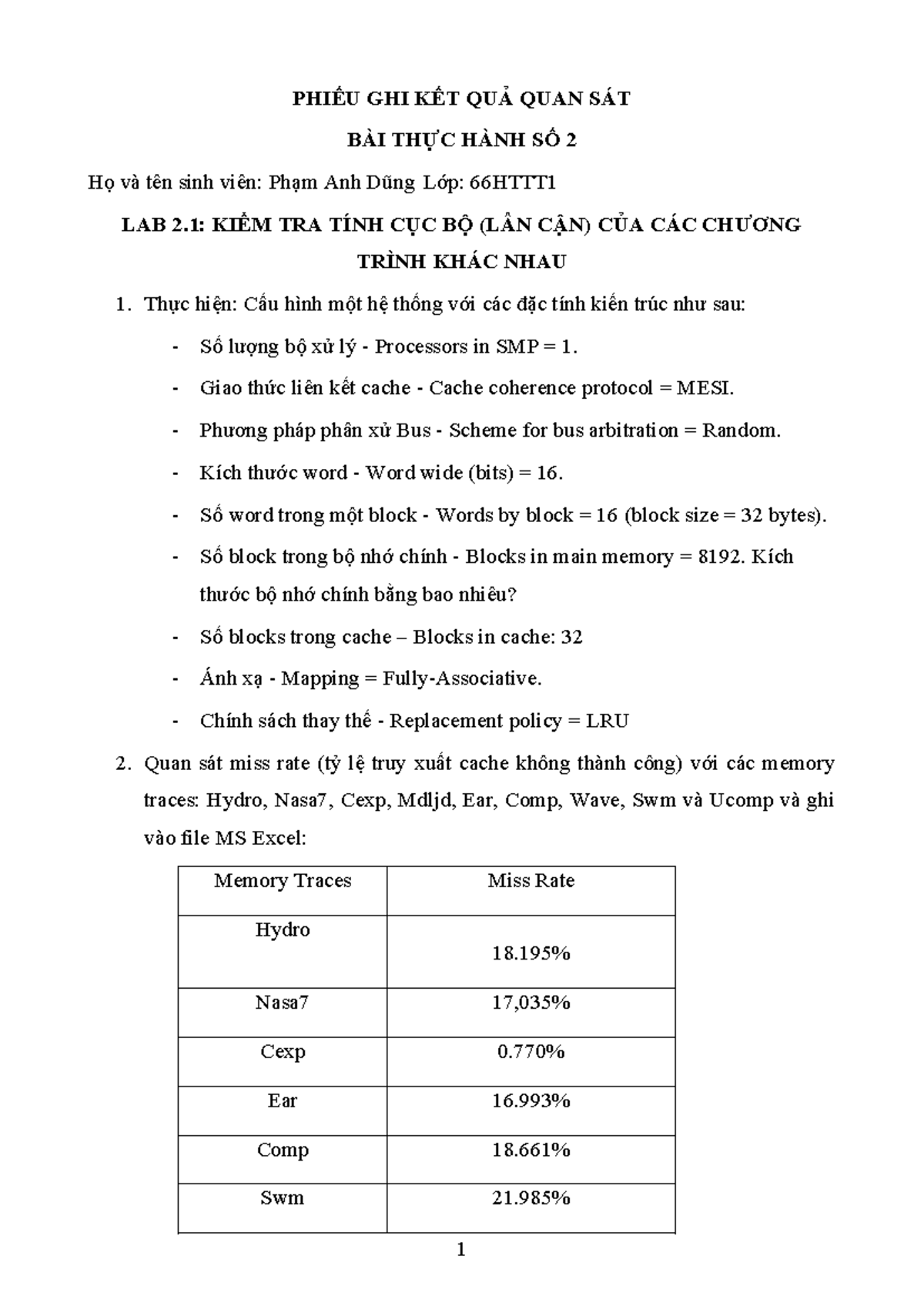 PHIẾU GHI KẾT QUẢ QUAN SÁT THỰC HÀNH SỐ 2 - LAB 2.1 - Studocu
