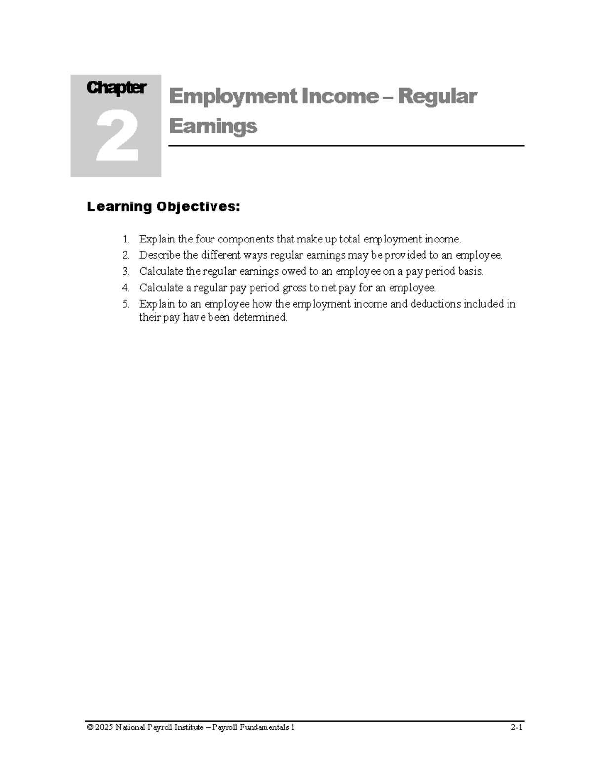 2025 PF1 Chapter 2 - Employment Income & Regular Earnings Overview ...