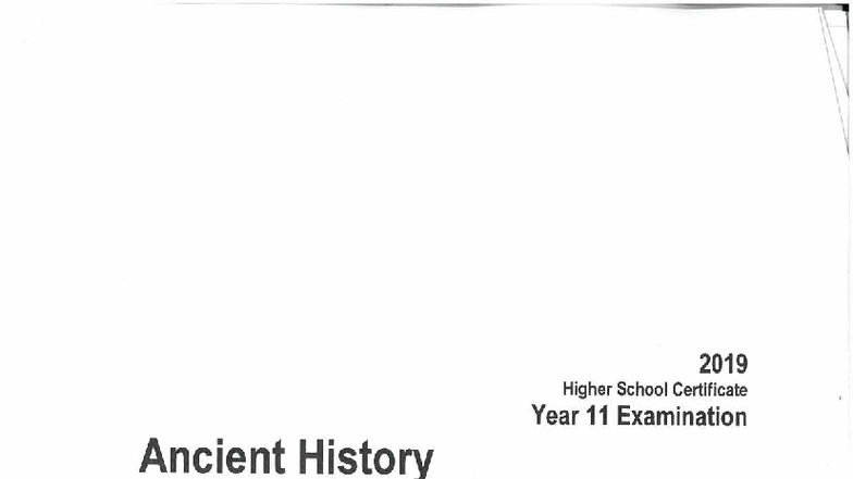 Year 11 Ancient History HSC 2019 Final Exam Paper - Studocu