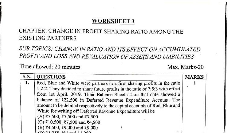 CHAPTER: CHANGE IN PROFIT SHARING RATIO AMONG PARTNERS - VALUATION OF ...