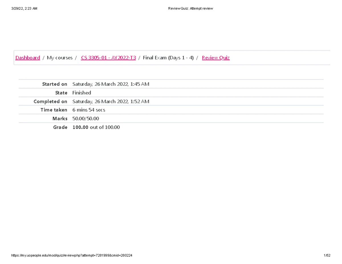 Graded Quiz Unit 3 Attempt review - Question 1 Correct Mark 1 out of 1 ...