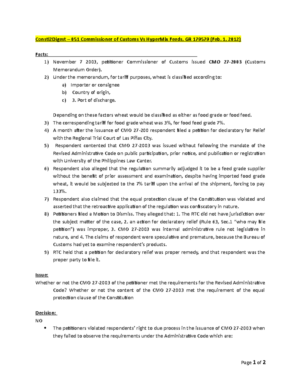 Consti 2Digest 051 Commissioner of Custom - Consti2Digest – 051 ...