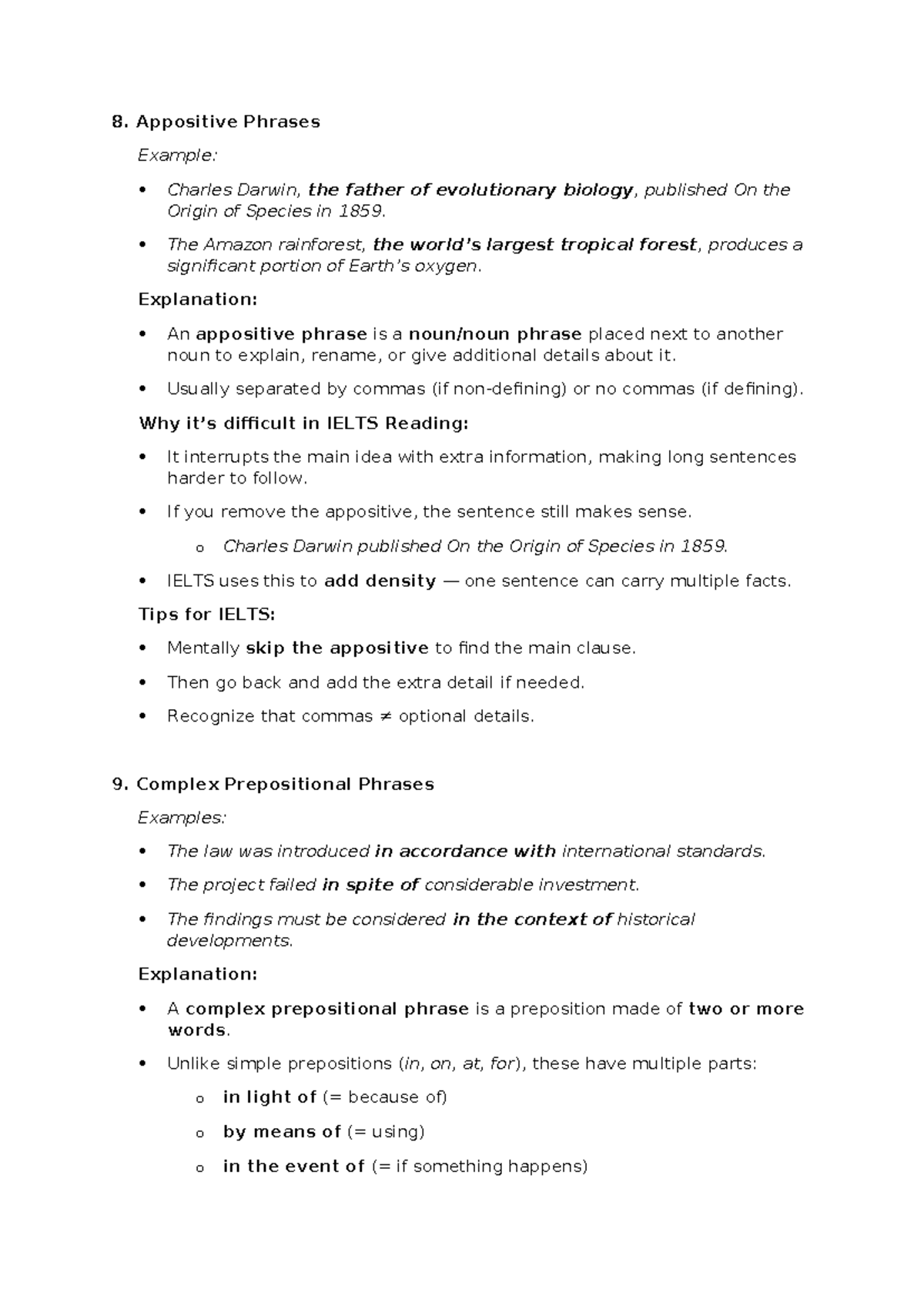 Grammar Structure: Appositive & Complex Prepositional Phrases - Studocu