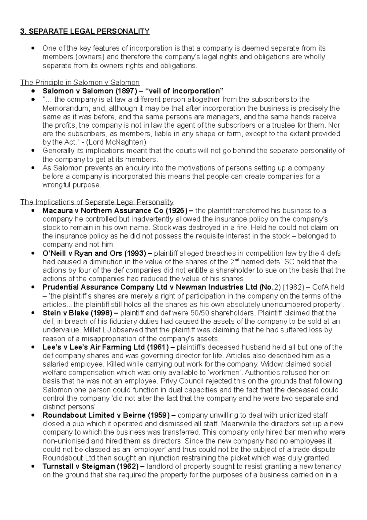 Legal Concepts of Separate Legal Personality in Company Law (Law 101 ...