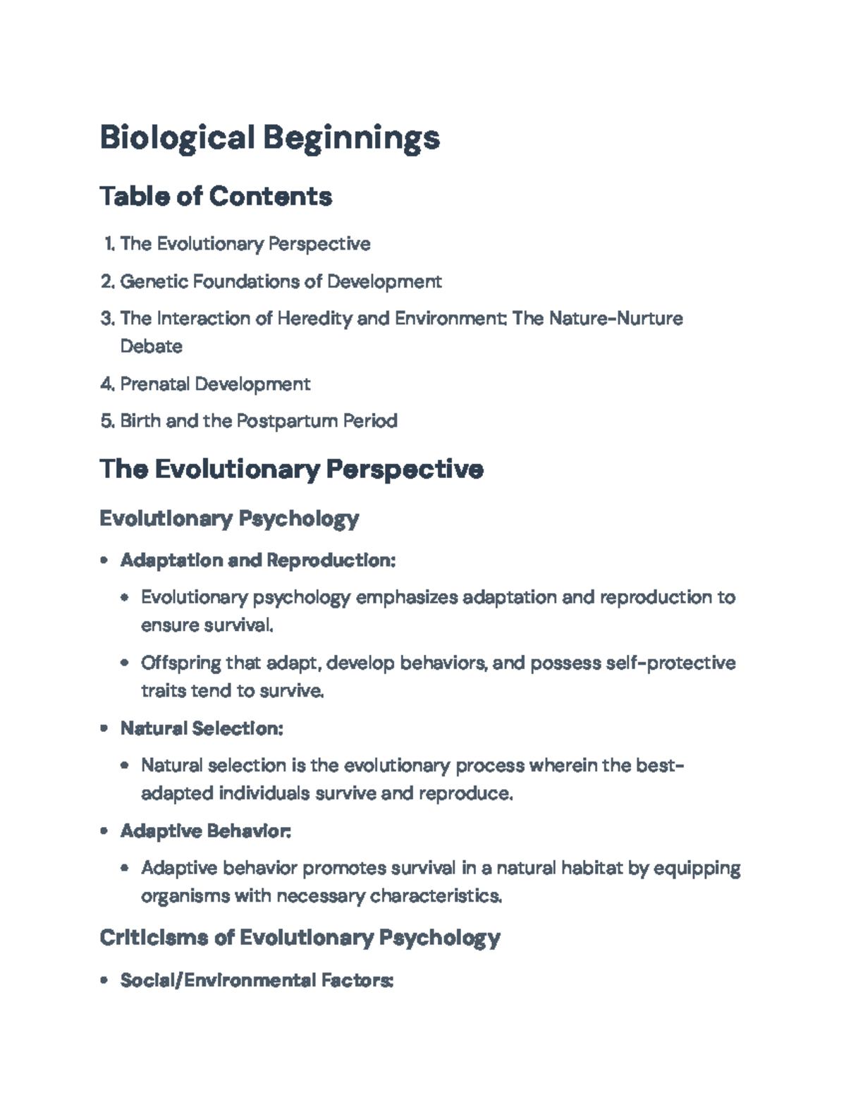Biological Beginnings: An Overview of Human Development (PSY101 ...