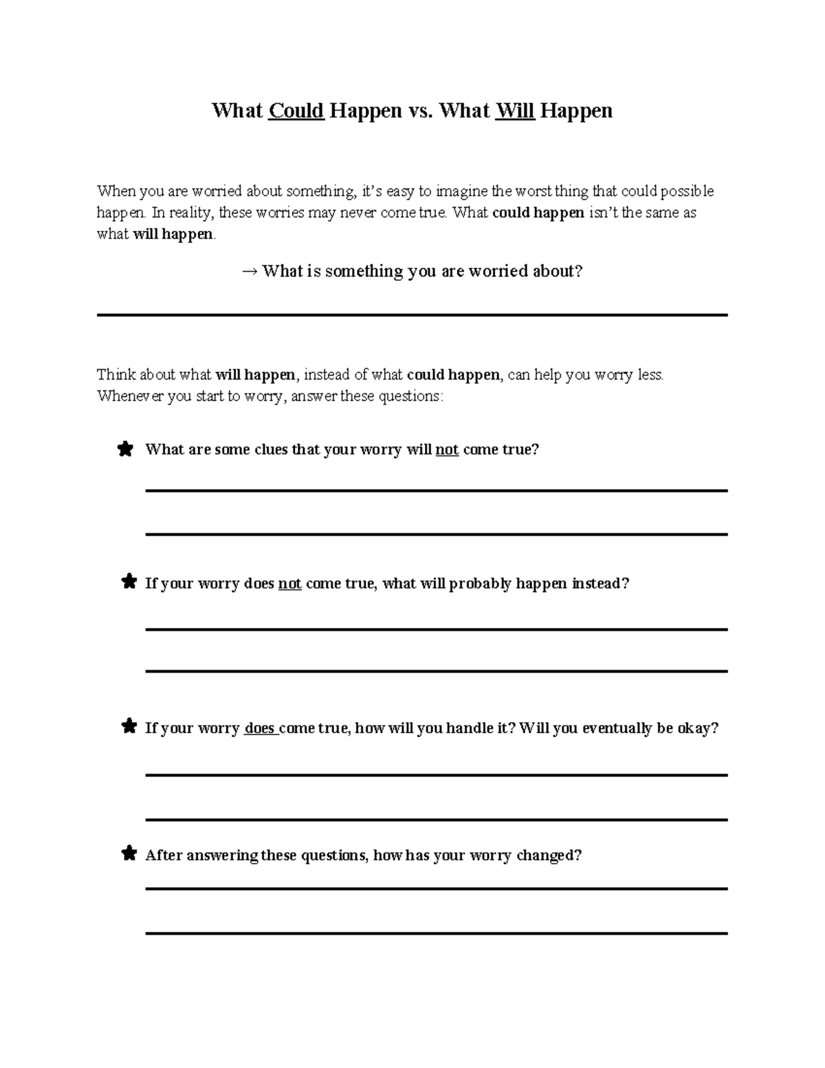 What Could Happen vs What Will Happen: Understanding Worrying - Studocu