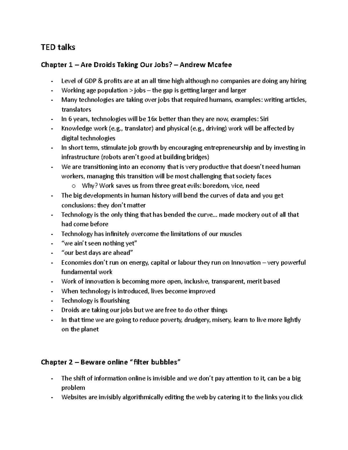 Lecture notes, lectures 1-12 - All TED talks from slides - TED talks ...