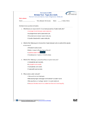 B1.2 Inthinking Topic TEST - First exams in 2025 IB Style Test Topic B1 ...
