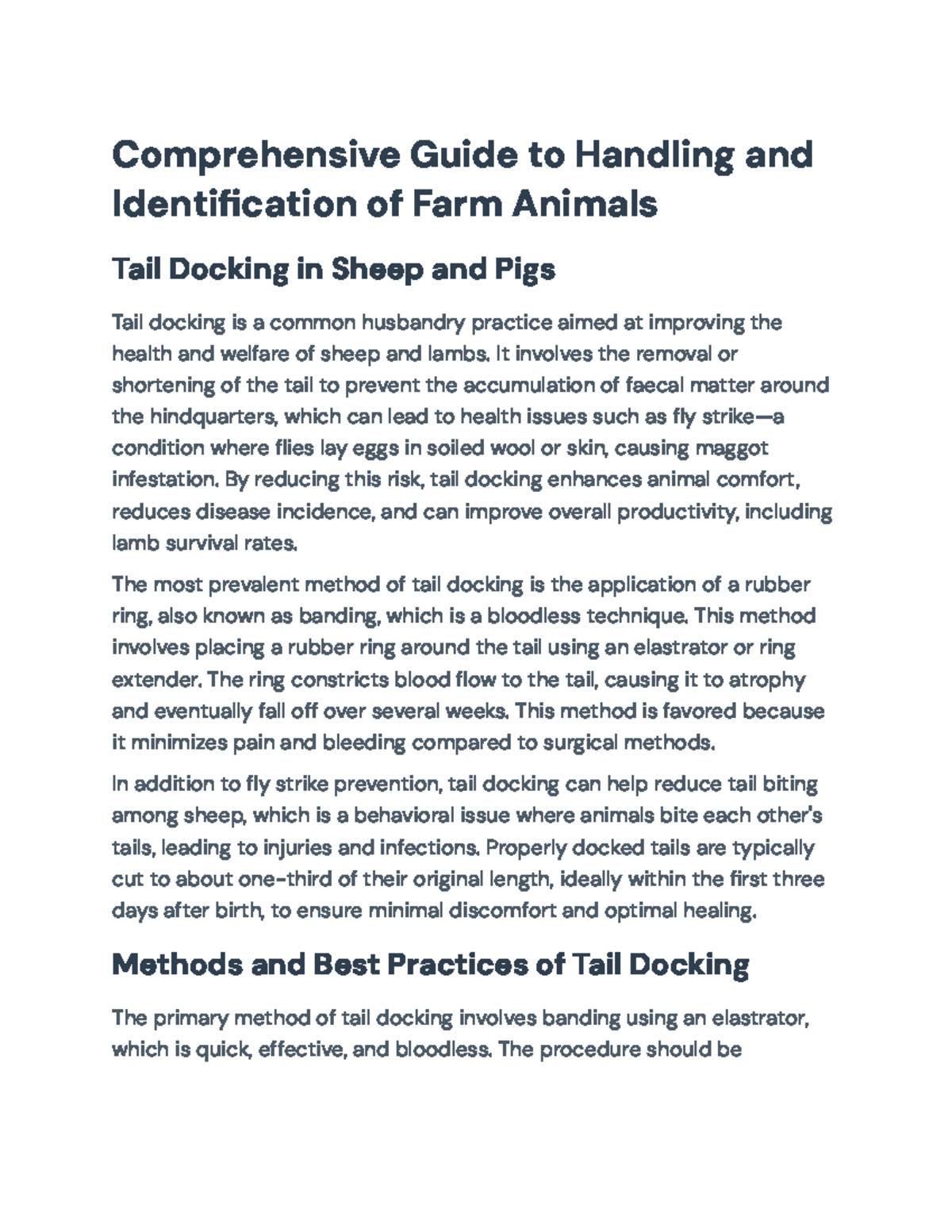 Comprehensive Guide to Farm Animal Management & ID Practices (AGRI 101 ...