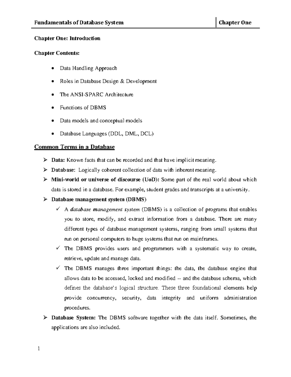 Fundamentals of Database Systems - Chapter 1 Overview and Concepts - Studocu