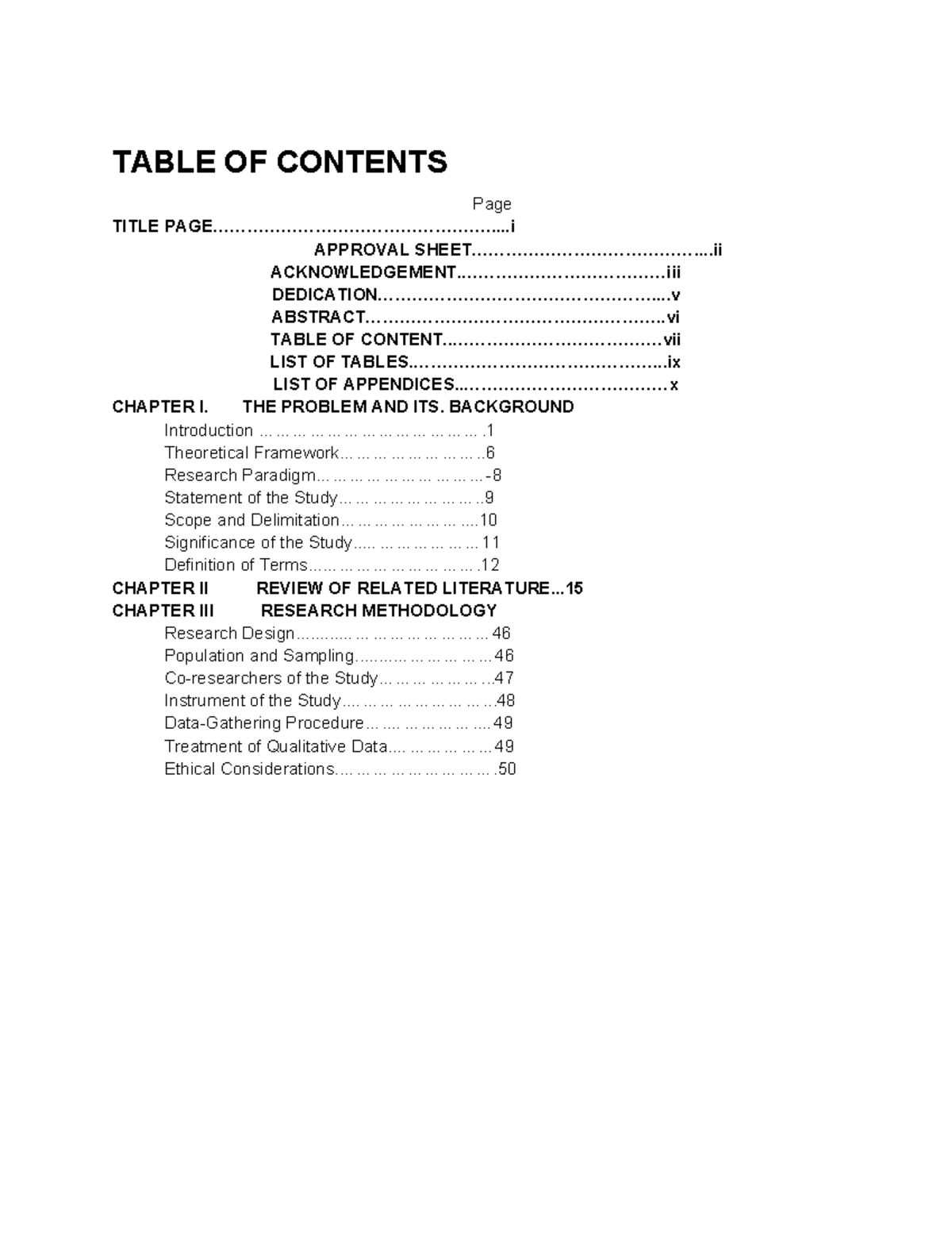 Research - reviewer - TABLE OF CONTENTS Page TITLE - Studocu