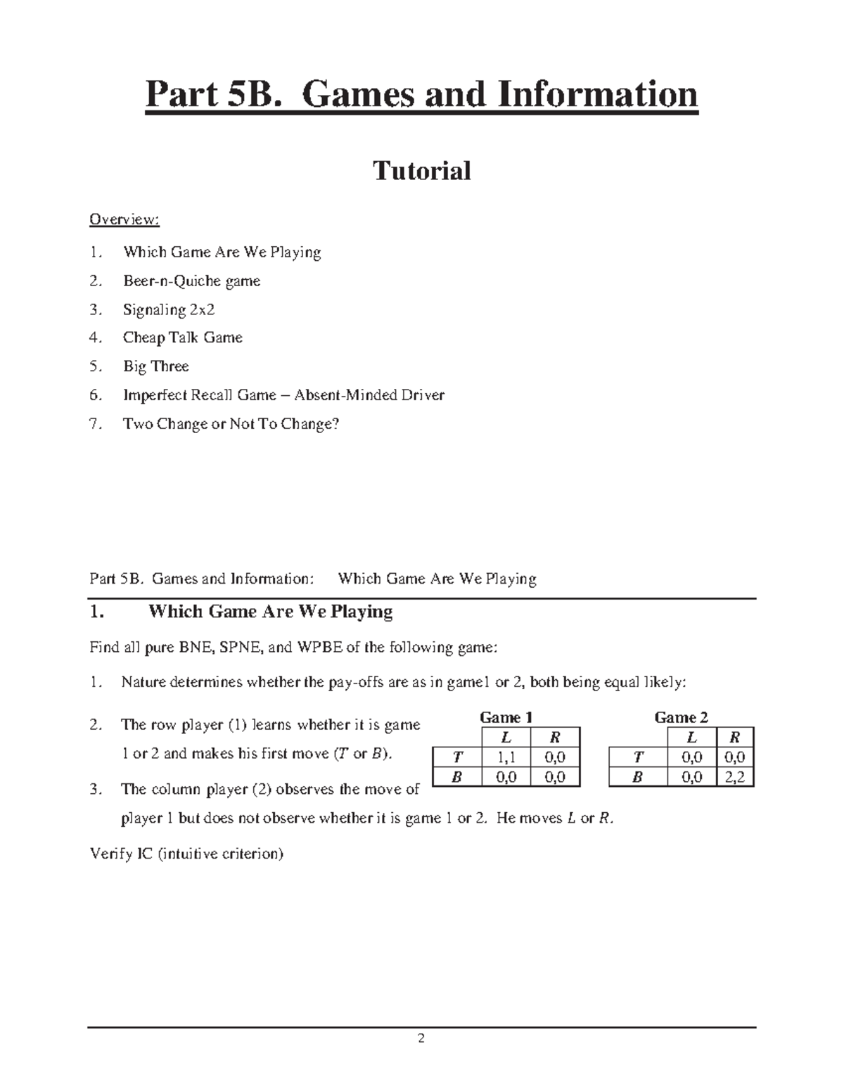 W5B - Part 5-B tutorial questions + answers - Part 5B. Games and ...