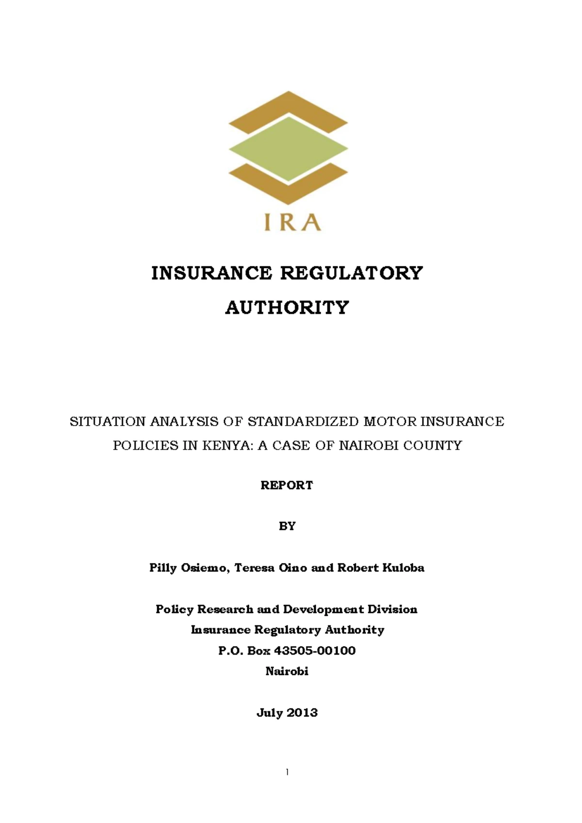 Key Notes on Insurance Law in Kenya: Principles and Case Studies - Studocu