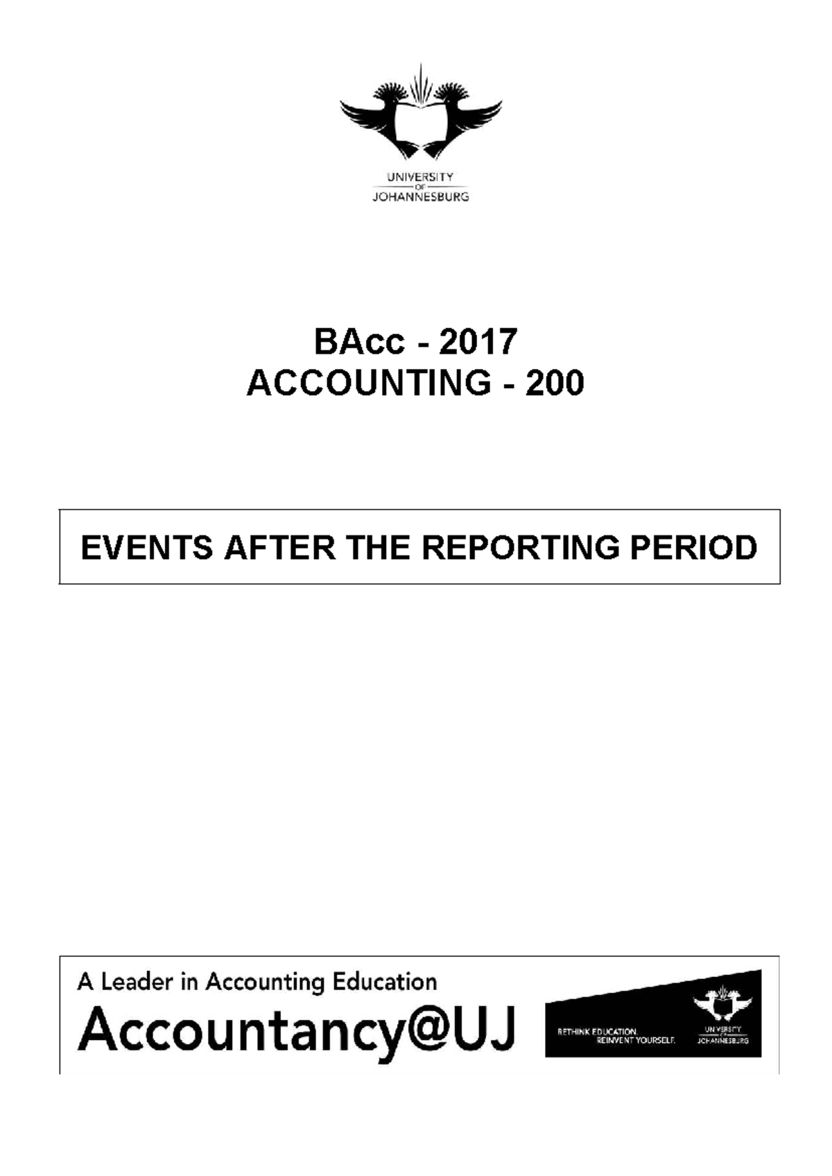 BAcc 2017 ACCOUNTING 200 Final Exam Notes on IAS 10 Events After ...