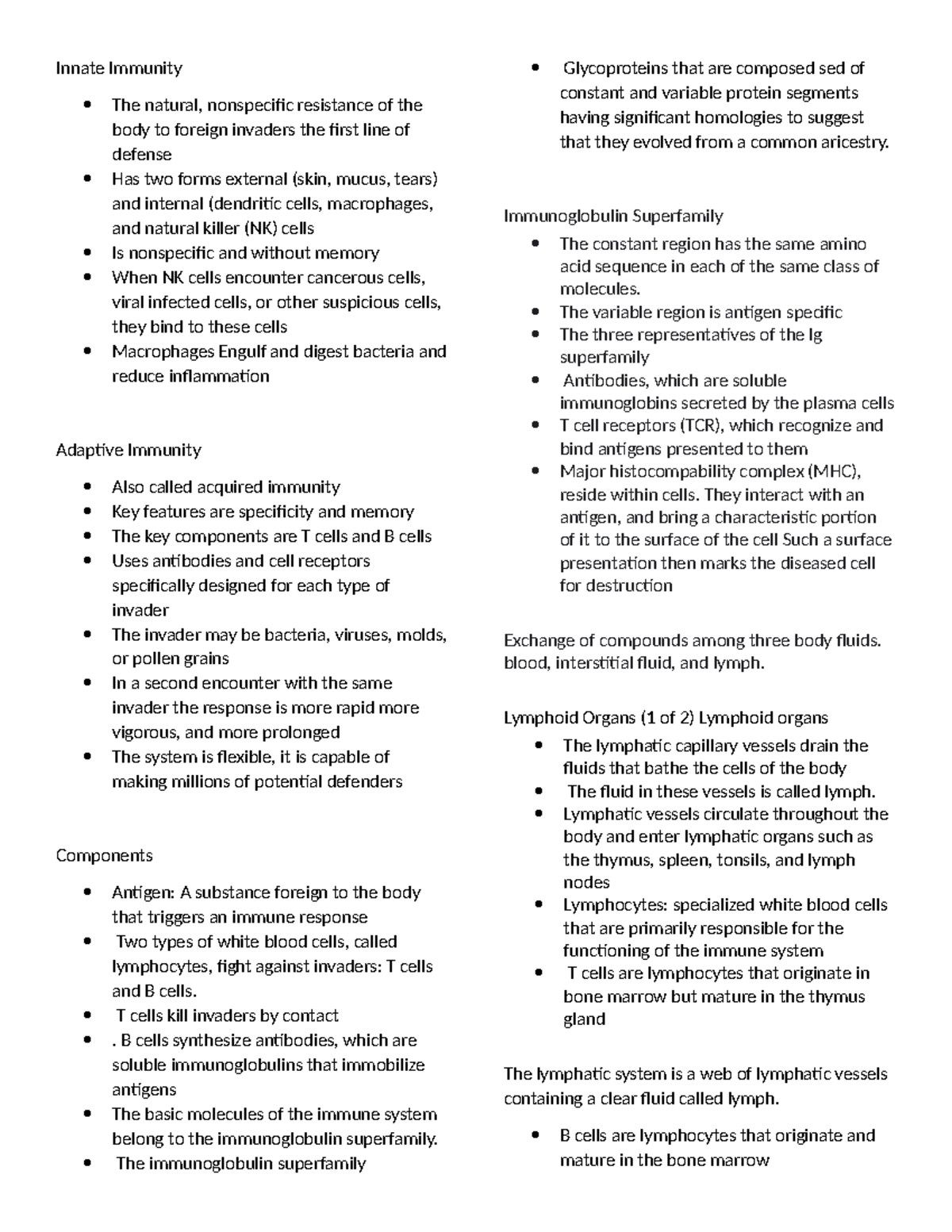 Chem - notes - Innate Immunity The natural, nonspecific resistance of ...