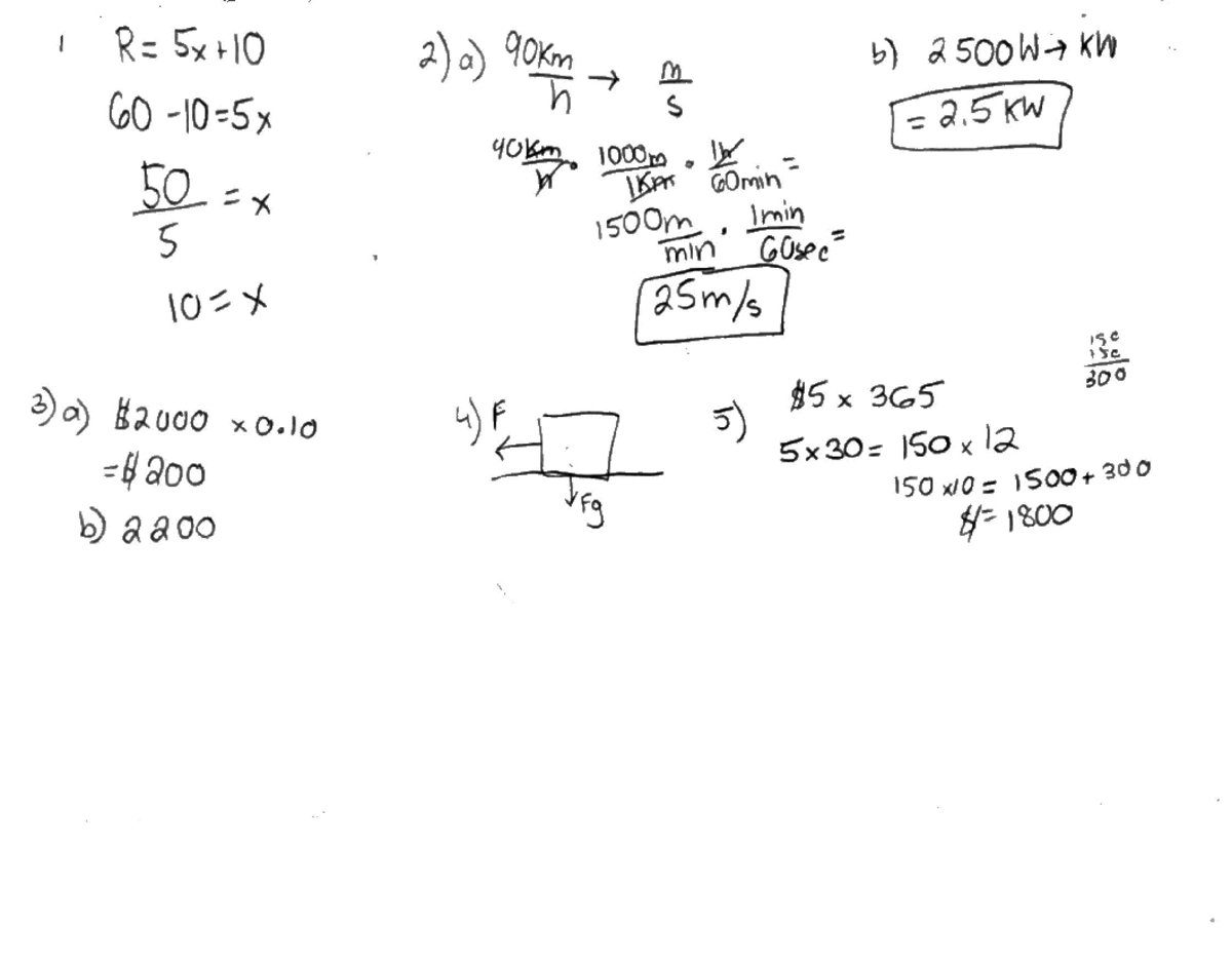 Practice scan for Econ - econ notes - Econ1050 - 1 R= 5x + 10 2)a) 90km ...