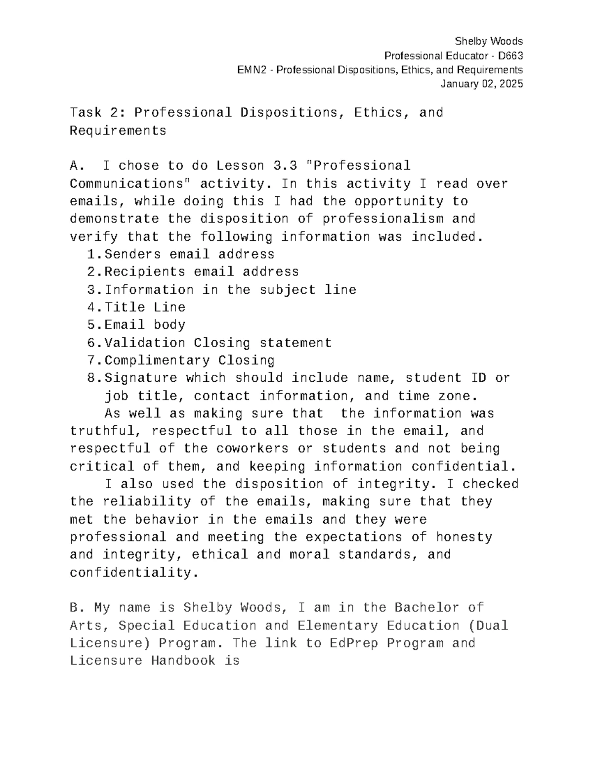 Introduction to Professional Dispositions and Ethics Overview - Studocu