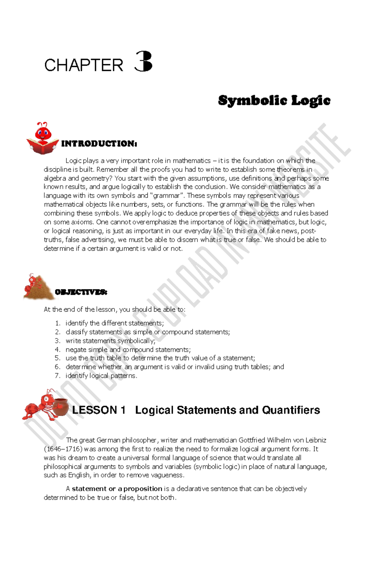 Chapter 3 Symbolic Logic - CHAPTER 3 Symbolic Logic INTRODUCTION ...