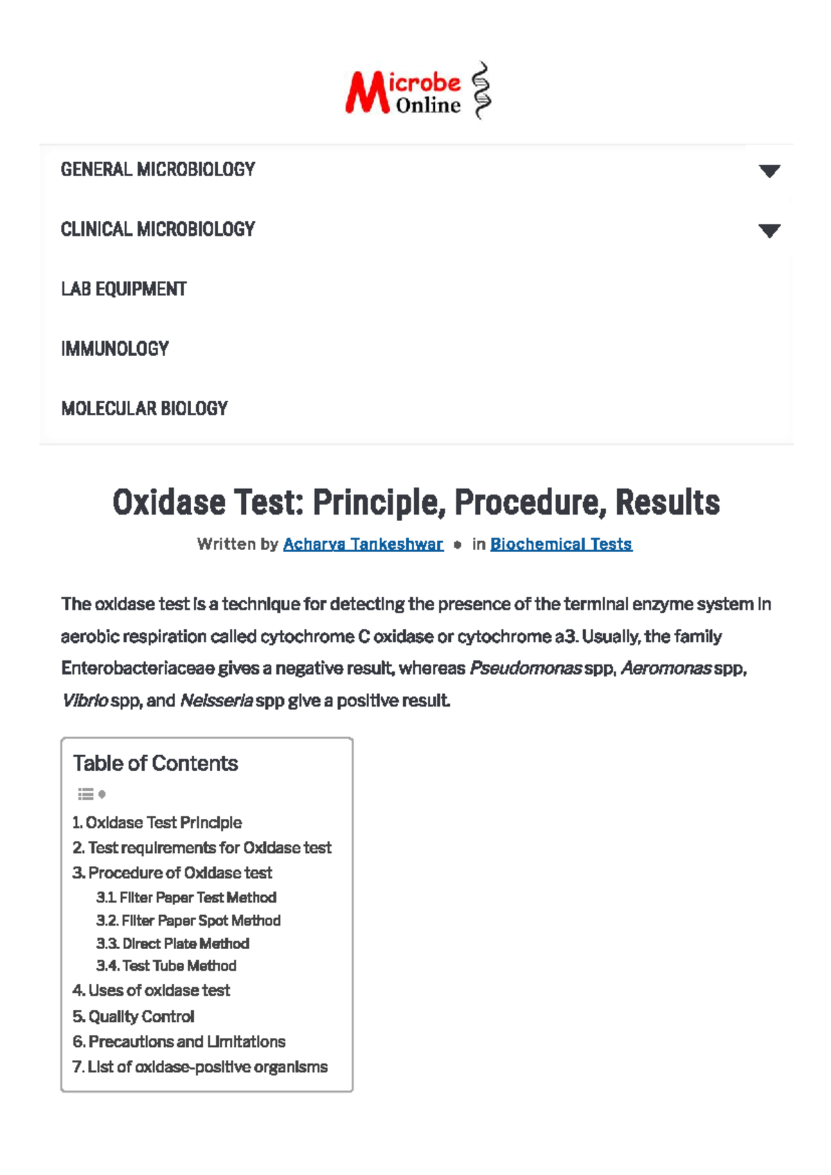 Oxidase Test: Principle, Procedure, and Results in General Microbiology ...