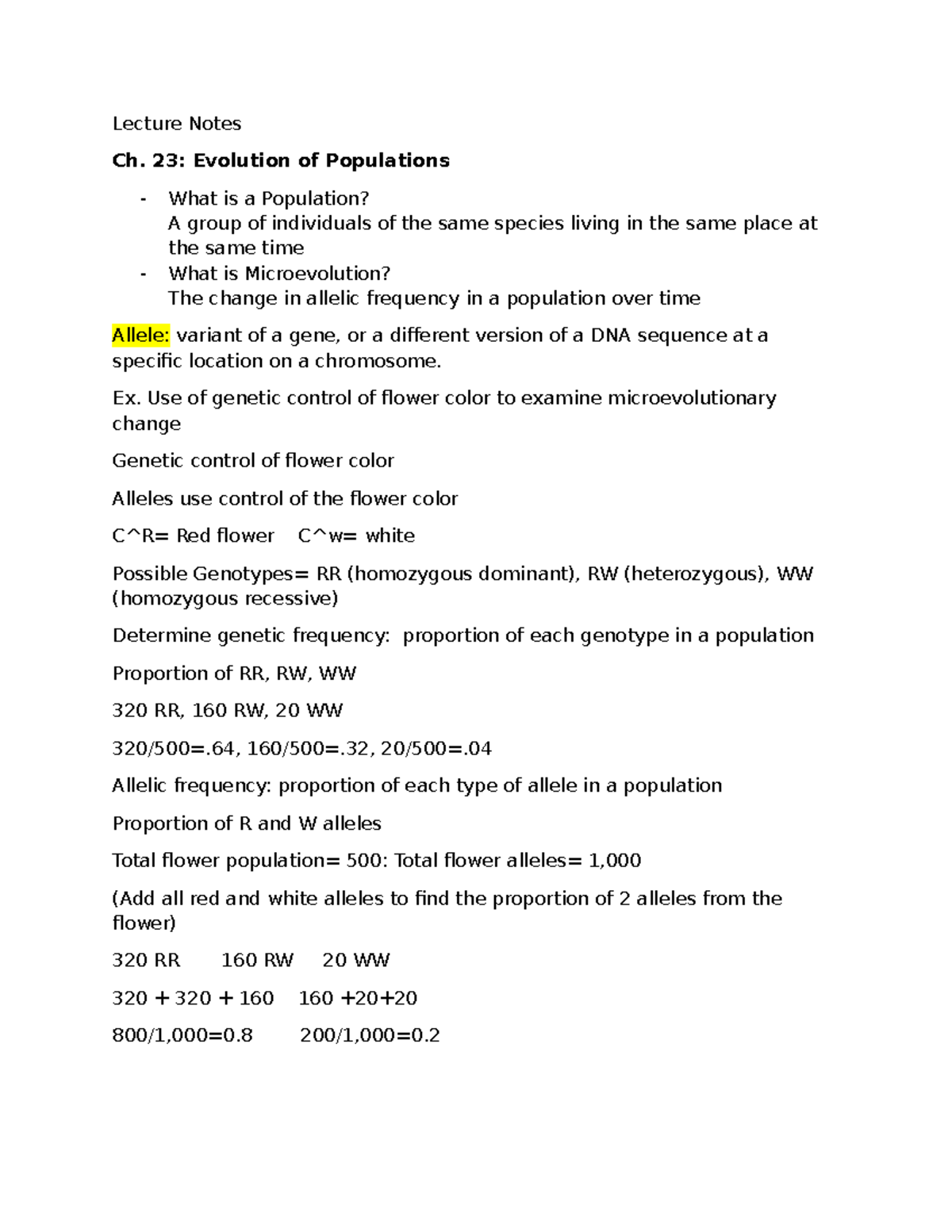 Biology Lecture Notes Ch. 23-28: Evolution, Bacteria, and Viruses - Studocu