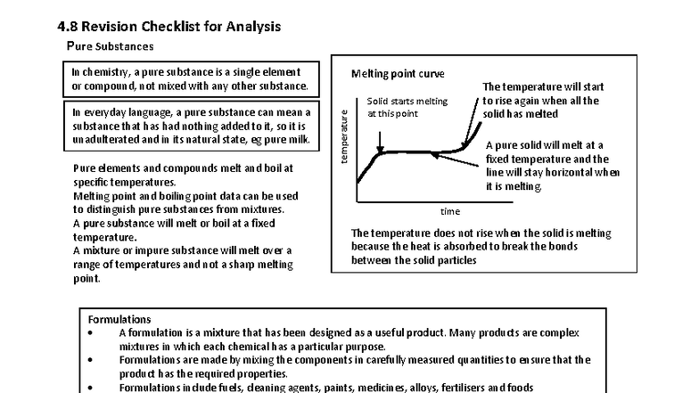 4.8 Revision Checklist: Pure Substances & Chromatography Techniques ...