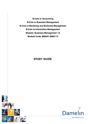 Business Management 1A Chapter 1 - 10 Summary Notes 2019 - MNB1501 ...
