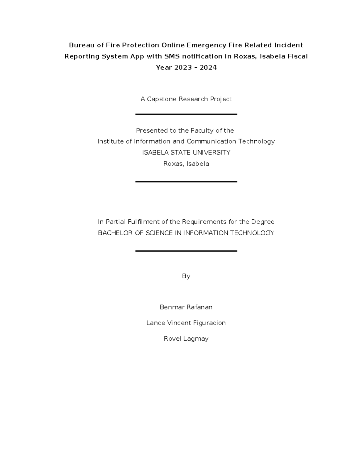 BFP ICT Capstone Project: Online Emergency Fire Incident Reporting ...